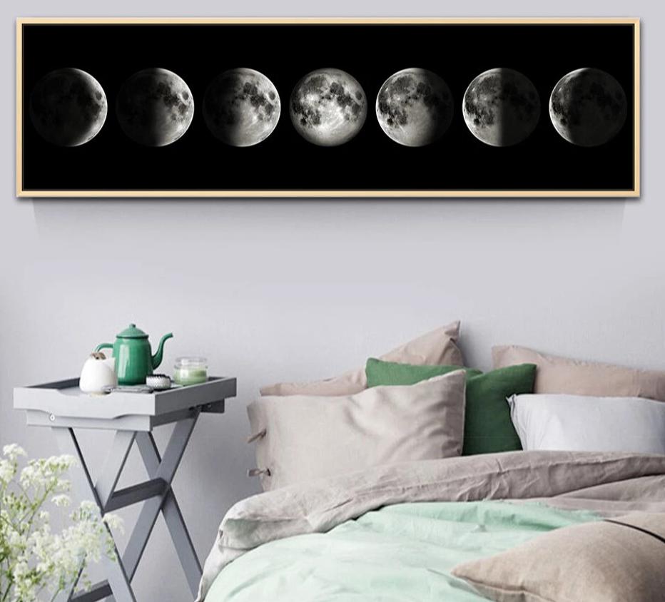 🔥 Eclipse of The Moon Canvas Poster Minimalist Art Painting Universe W ...