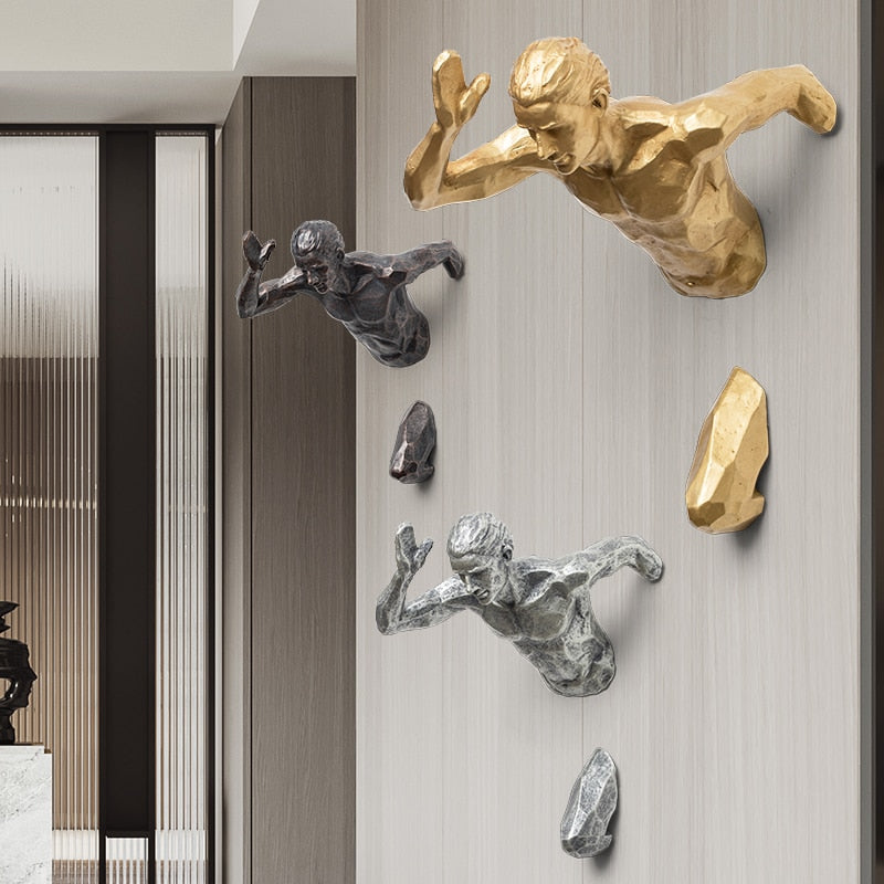Creative Statue Running Man Racing Against Time Fgurine Wall Decoratio ...