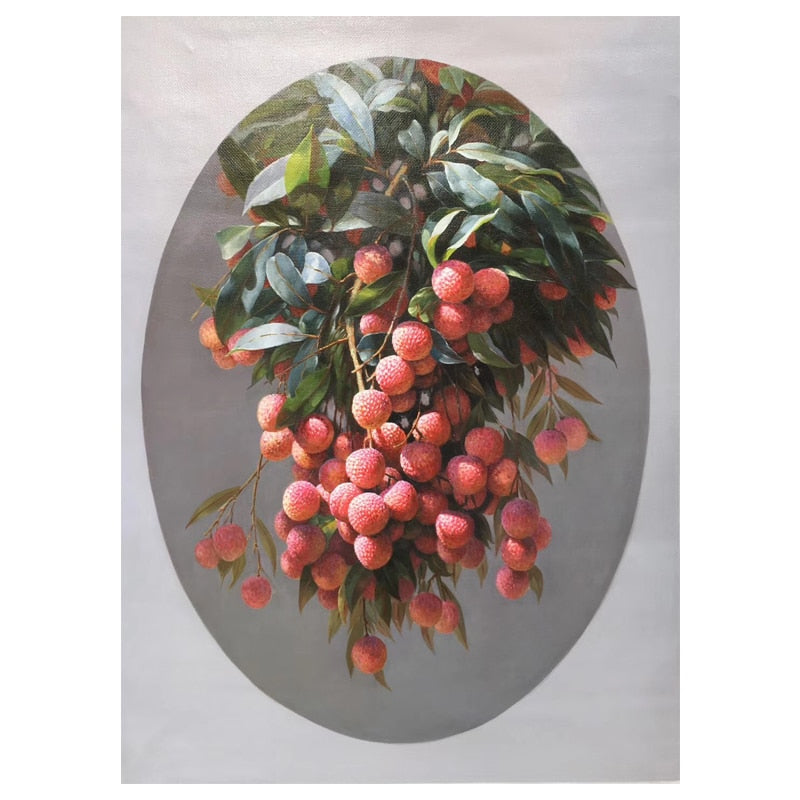 100% Hand Painted Realistic Litchi Art Oil Painting On Canvas Wall Art ...