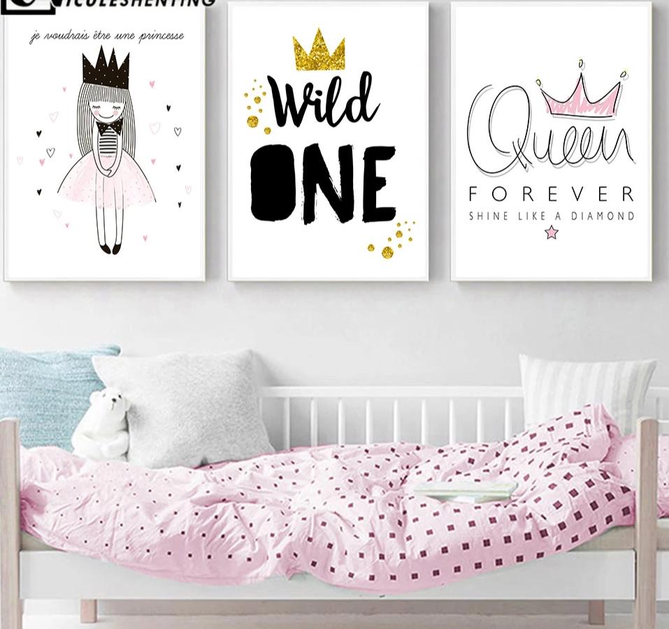 Watercolor Cartoon Girl Motivational Quotes Posters and Prints Wall Ar ...